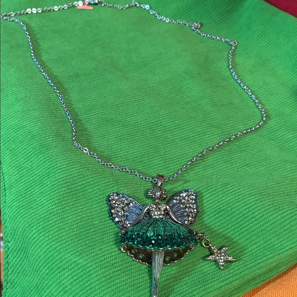 Jewelry | Elegant Silver And Green Fairy Ballerina Pendant Necklace ...